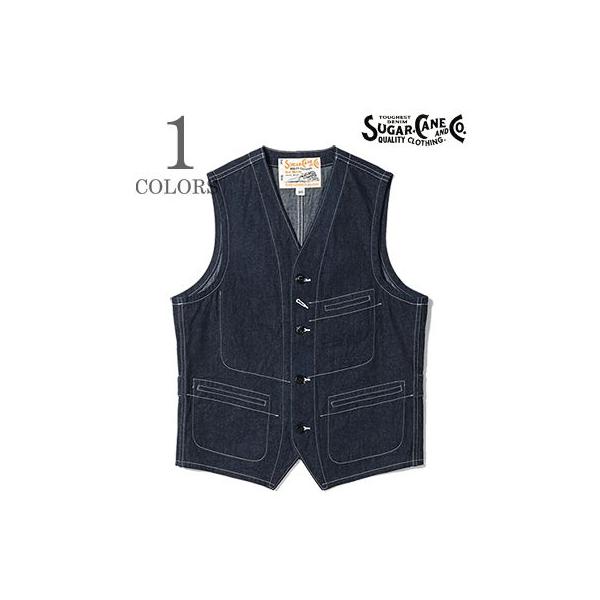 SUGAR CANE シュガーケーン ブルーデニム|ワークベスト『11oz. BLUE DENIM WORK VEST』【アメカジ・ワーク】SC15702