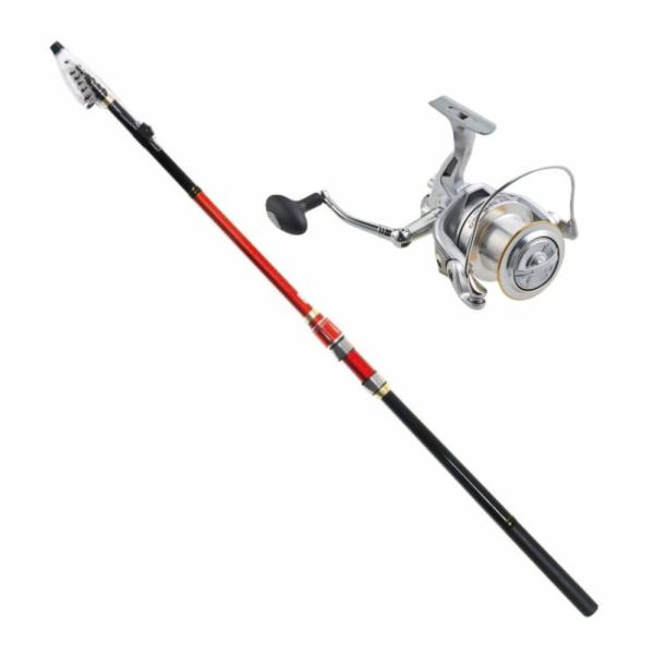 防波堤や磯、サーフから楽しめる遠投釣りにマッチするロッドとリールのセット。振り出し式の専用ロッドと遠投しやすい専用スプールがついたスピニングリールがセットになっています。 カゴ釣り、ブッコミ釣りで大物が狙えるセットです！