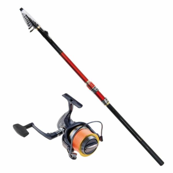 防波堤や磯、サーフから楽しめる遠投釣りにマッチするロッドとリールのセット。サビキ釣り、タチウオ釣り、ちょい投げ、カゴ釣り、ブッコミ釣り、青物のませ釣りなど様々な釣りを楽しめる高い汎用性が魅力！振り出し式の専用ロッドと遠投しやすい専用スプール...