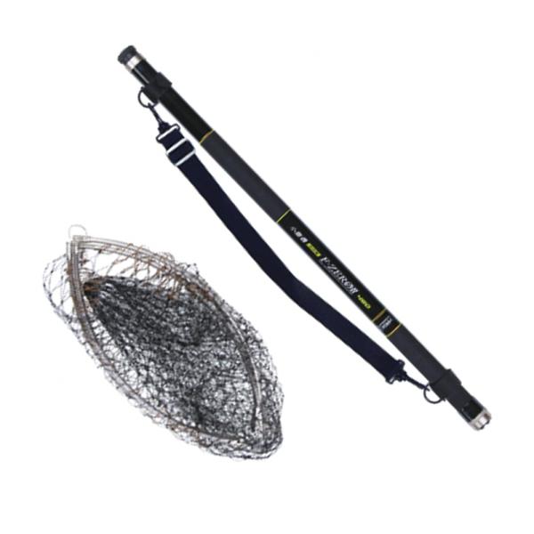 ●50cmアルミ枠●網の深さ：約50cm●網通し済 標準全長（柄＋枠）：4.9＋0.5＝5.4仕舞寸法：76cm継数：8本標準自重（柄＋枠）：850g先径：13.4mm元径：35.4mm柄材質：グラス玉の柄、枠、網がセットになった小継磯玉網...