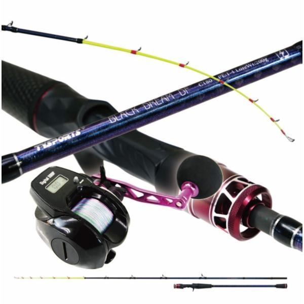 カワハギ釣りにマッチするロッド＆リールのセットです！ロッドはおり釣具オリジナルのブラックドリーム専用、リールは水深や放出されたラインの距離などが把握しやすいデジタルカウンターがついたアブガルシアの「SeaMastug Digital 200...