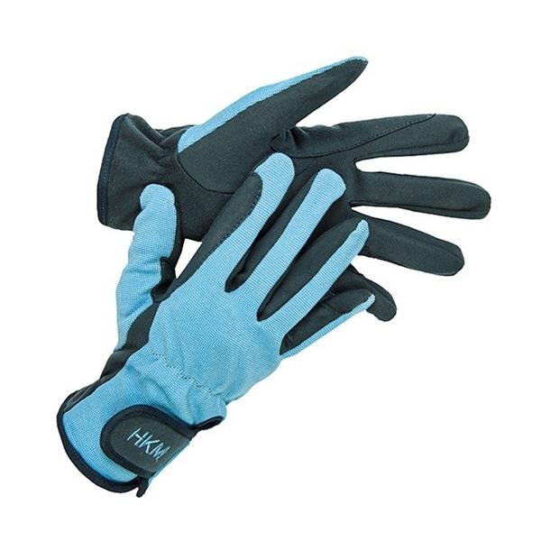 手首までの長さなので日焼け防止にもなります。 手綱が触れるところには合皮の補強レザーつき生地はポリエステル　細かい生地なので蒸れにくいです。色はブルーストレッチ素材なので特に手の幅は0.5〜1ｃｍ程伸びます。サイズ :甲ハバ：中指長さＸＳ　...