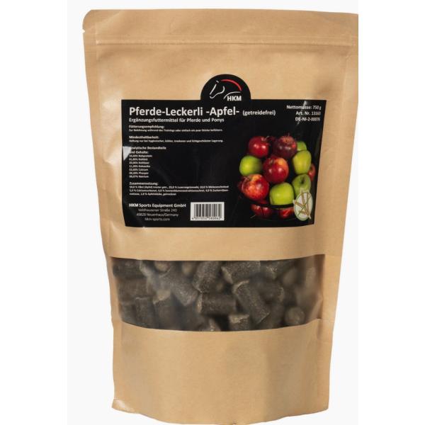 馬のお楽しみ乗馬用品馬のおやつです。お買い得な750ｇ入り少し大きめのペレットです。保存に便利なジップロック入りテイストは定番のアップルにグルテンフリー（馬の好みですので開封後のご返品はお受け出来ません。）