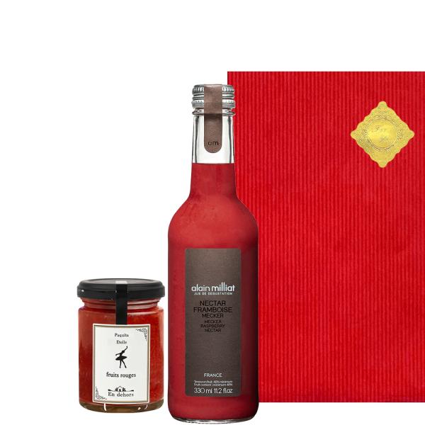 【発売日：2022年02月17日】フランスのプレミアムジュースとイチゴと木苺のジャムを詰め合わせたギフトセットです。アルコールが飲めない方にも安心♪お祝いやお礼のギフトにおすすめです。●ジュース（330ml）ラズベリー ネクターRASPBE...