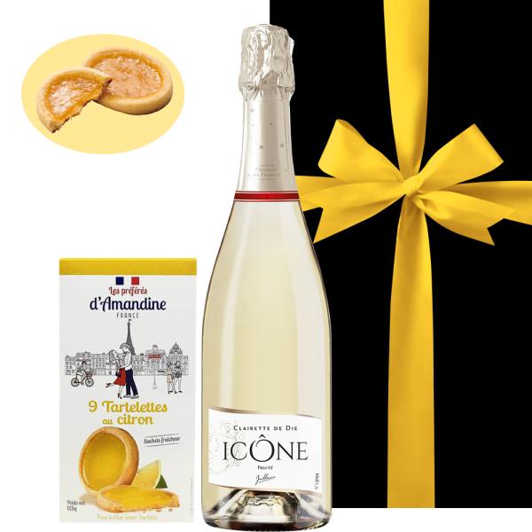 繊細な甘みのスパークリングワインと、爽やかな風味のレモンタルト。みんなで一緒に楽しめる人気のワインギフトです。● スパークリングワイン ジャイアンス「キュヴェ・イコン・ブランシェ　2019」クレレット・ド・ディー希少なミュスカを用いた限定本...