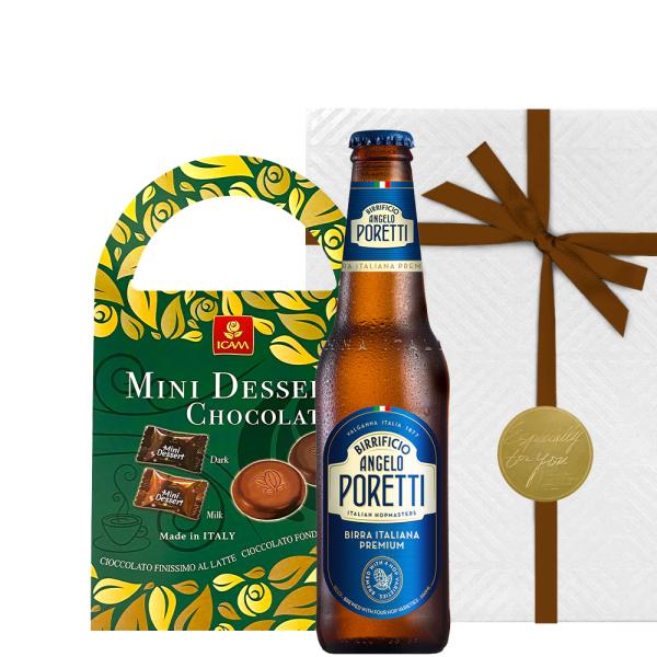 ●ギフトのおすすめポイントチョコレートもビールも楽しんでもらえるギフトセット！●ビールPORETTI PREMIUM LAGERポレッティ プレミアムラガー賞味期限：2026/5/31●チョコレートMINI DESSERT CHOCOLAT...
