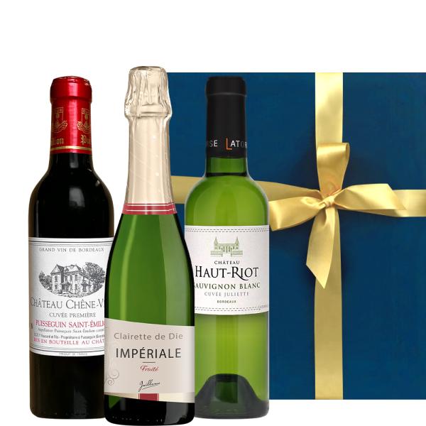 ●ギフトのおすすめポイントフランスのスパークリングワイン・赤・白ワインの詰め合わせギフト。ちょうどいいハーフサイズなので、お一人で飲み比べを楽しんだり、ご夫婦、ご両親のお二人での乾杯にもぴったり。自然な甘さのスパークリングと、ボルドーのすっ...