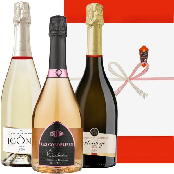 フランスのスパークリング3本を飲み比べいただけるギフトセットです。●スパークリングワインジャイアンス「キュヴェ・イコン」Jaillance "Cuvee ICONE Blanche Clairette de Die"低アルコールのスムースな...