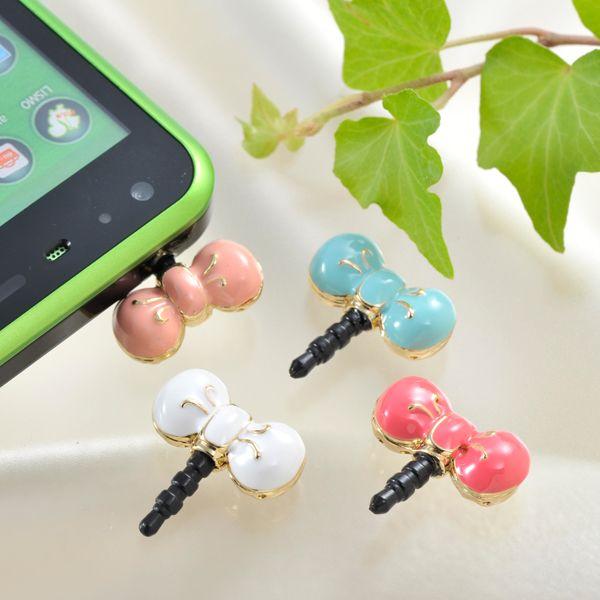 名入れなし プレゼント スマートフォン モバイルアクセサリー キラキラ 店長ひとめぼれの可愛いエナメルコーティングのリボンピアスです！イヤホンジャックに差し込むだけの可愛いアクセサリーです■モバイルジャック：ゴールドベース■カラー：パステル...