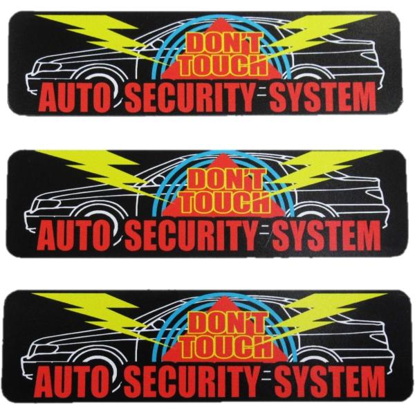 DON'T TOUCH AUTO SECURITY SYSTEM カーセキュリティ 黒色のマグネットシート ３枚(1セット)です。車体に貼り付けて、駐車中の車上荒らしや盗難・いたずらへの防犯・犯罪抑止効果につながります。また、ダミーとしても...