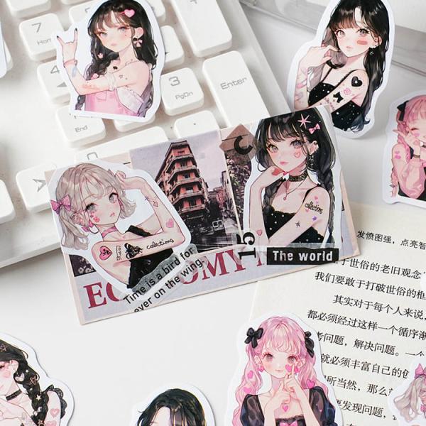 ◆平日16時迄のお支払いは当日出荷(土日祝を除く)かわいい 少女 女の子 イラストシール透けないコート紙の人物シールセットたっぷり40枚入り、20柄×各2枚手軽にDIYをお楽しみ頂くことができる便利グッズ手帳や日記、ノート、お手紙のアクセン...