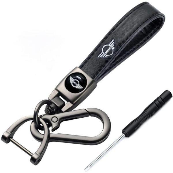 【商品詳細】カラー：シルバー / ガングレー材質：本革（レザー）＋亜鉛合金サイズ：14 × 2.5 × 1.5 cm（長さ×幅×高さ）セット内容：レザーキーホルダー ×1、ドライバー ×1、Dリング ×1【商品特徴】● 高級感あふれるレザー...