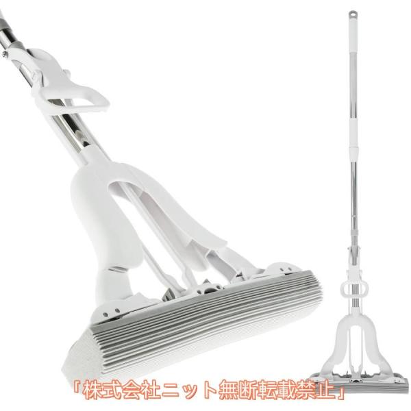 【高品質素材】このスポンジモップは高品質のPP、ステンレス鋼、ゴムスポンジ（PVA）などの素材で作られており、洗浄効率が高くなります。 使いやすく、掃除が早く、軽量で耐久性があり、安全で無臭です。【調整可能なハンドルデザイン】モップのハンド...