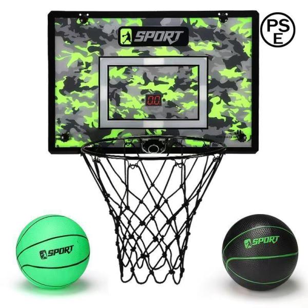 バスケットゴール 室内 屋外 壁掛け ドア掛け式 持ち運び 折りたたみ式 電子スコアリング機能付き 効果音 バスケットボール用ゴール バスケットボール2個付き ト