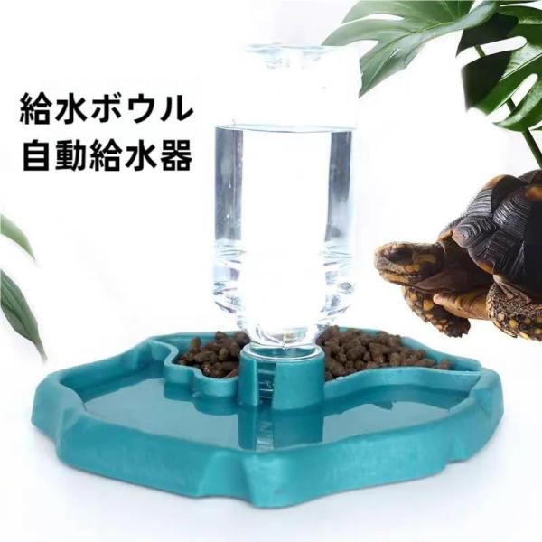 水・餌兼用：餌入れと水入れ兼用の便利な食器セット。給水ボトルは自動的に水を補充し、ペットに水を継続的に供給し、外出時にも心配しない。安全な素材：高品質のBPAプラスチック製、安全無毒、食品レベルの素材。洗いやすくて変形しない。適用：亀、トカ...