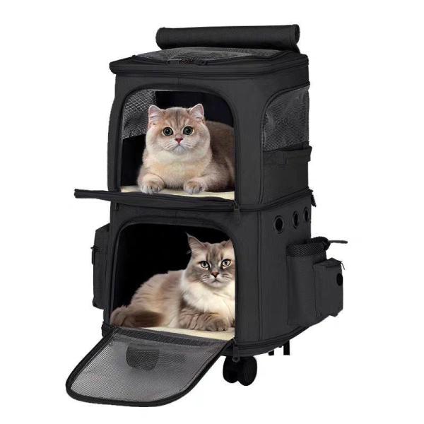 【二段式 リュック】ペットキャリアのダブルコンパートメントは、猫やウサギを2匹収納でき、仕切りを外せば小型犬・中型犬1匹を収納することができ、ダブルコンパートメントとシングルコンパートメン+トの自由な切り替えを数秒で実現します。適正体重:3...