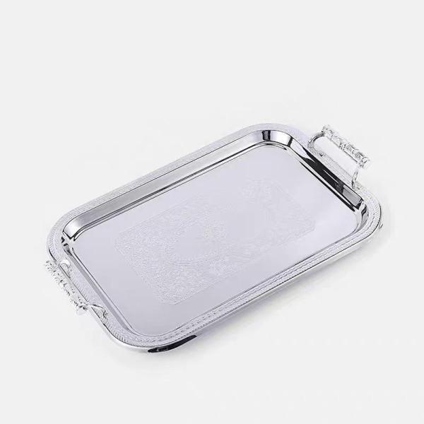 1.材質: ステンレス鋼2.サイズ:L: 49x34.5cm3.美しい取っ手のデザイン、繊細な彫刻、模様彫刻のエレガントな趣、使いやすく、全体的なセンスを明らかにします。4.輸入原生鋼板材料、厚さ0.6 cm、意匠的な設計、家具、レストラン...