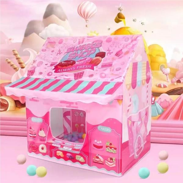 【仕様】材質：布地/防水ポリエステル　　　ポール/PVCポールタイプ：アイスクリーム屋さん、お菓子屋さんサイズ：組み立て時/約100×70×高さ110cm　　　　収納時/アイスクリーム屋さん 約50×10×10cm   　　　　　　　お菓子...