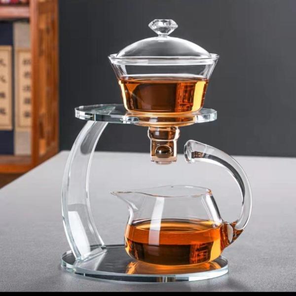 【自動給水】取り外し可能な注入器付きのガラス製ティーポットは、磁気的に水を引き出します。ハンドルはカバーボウルの底から遠く離れており、磁石の呼吸も水もありません。近くにあると水が出てきます。【ラグジュアリーギフト】結婚式、誕生日、家族の集ま...