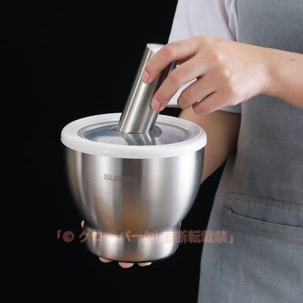 ??【高品質素材】材質は18/8（304）ステンレス鋼で、粘くない抗菌性があります。表面は滑らかで、洗いやすいし、とても健康、安全、実用的です。また、収納しやすいのです。??【絶妙な外観】18/8乳鉢の乳棒セットは、絶妙な外観、滑らかな質感...