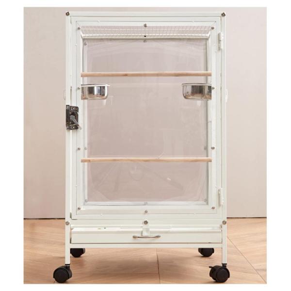 アクリルなので鳥が鑑賞しやすい：前面クリアの鳥かごなのでかわいい愛鳥の様子がよく見える。で鳥の写真を取りやすい。お手入れ簡単：底に引出し式のトレイが付いているので、ふんや風切羽、食べかすなどの掃除が簡単です。大きいサイズ：セキセイインコ、ゴ...