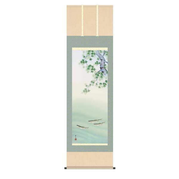 夏掛けの花鳥画【サイズ】尺五 　幅54.5cm×丈190cm前後　【仕　様】軸先陶器 桐箱入り　高精細巧芸画（手彩補色）表装品質十年間保証付き【納　期】この商品は複製絵画で受注制作品ですので、期日指定は承れません。　　　　　通常10日前後で...