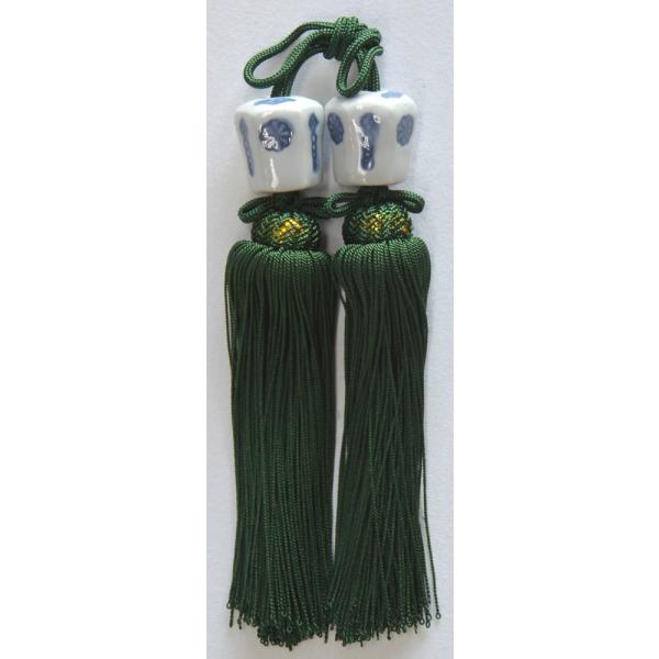 清水焼風鎮　細め、小さめな掛軸によく合う小玉の風鎮です。