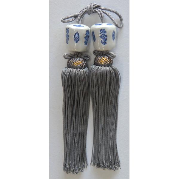 清水焼風鎮　細め、小さめな掛軸によく合う小玉の風鎮です。