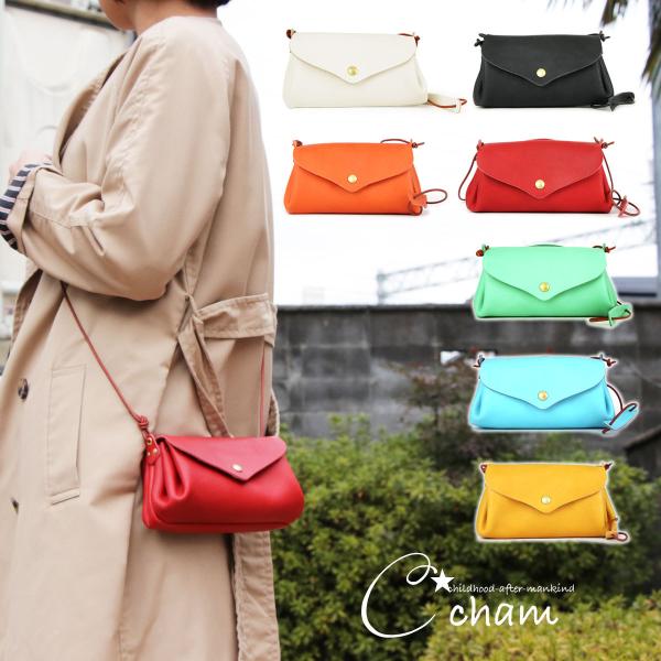 名称：CHAM（チャム） 姫路レザーお財布ショルダーバッグ/ポーチウォレット実寸：縦 約95mm × 横 約160-200mm × 厚 約70mm ※ショルダーベルトの長さ約1350mm重量：245g (天然素材特有の個体差により±10％の...