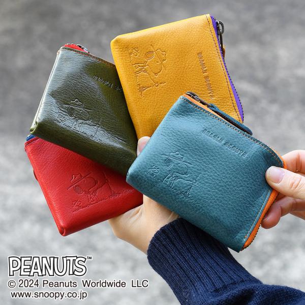ブランド：PEANUTS(ピーナッツ)名称：BEAGLE SCOUTS ビーグル・スカウト L字ファスナーミニ財布実寸：縦 約 90mm × 横 約 110mm × 厚 約 25mm重量：約 47g（天然素材特有の個体差により±10％の誤差...