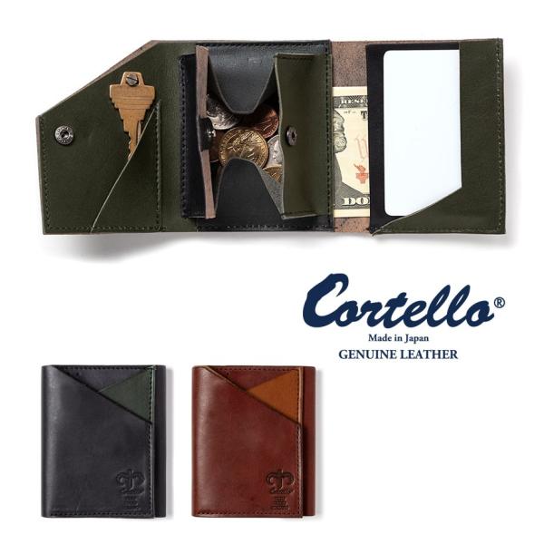 名称：Cortello イタリアンレザー×姫路レザー三つ折りマルチウォレット/多機能ミニ財布実寸：縦 約100mm × 横 約80mm × 厚 約23mm重量：31g (天然素材特有の個体差により±10％の誤差はご了承下さい。)仕様：●札入...