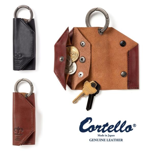 名称：Cortello イタリアンレザー×姫路レザー三つ折りコイン＆キーケース/鍵＆小銭入れ実寸：縦 約100mm（カラビナ含まず） × 横 約45mm × 厚 約22mm、リング直径 約40mm重量：41g (天然素材特有の個体差により±...