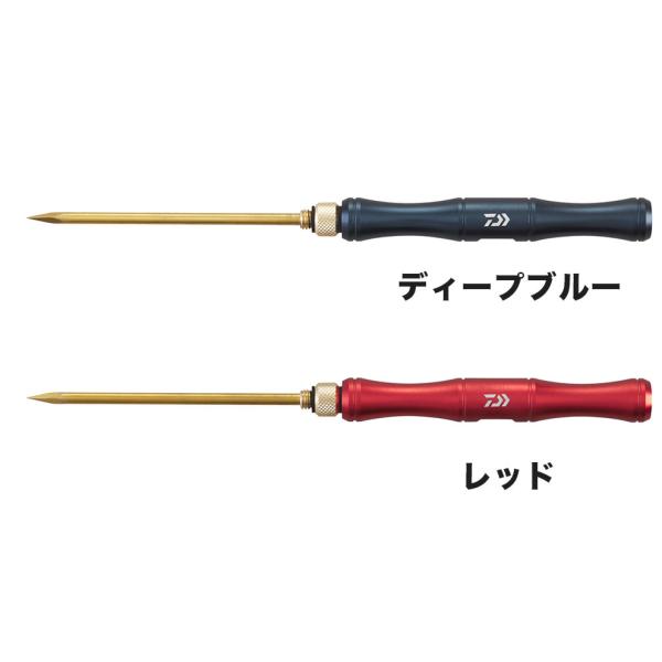 標準自重（g）:約58全長（mm）:約230カラー:ディープブルー/レッド魚を〆る、氷を砕く等に使用可能　携行性に優れたスティックタイプの魚締めピック魚を魚を〆る、氷を砕く等に使用可能。大物対応　100mmのロングピック。刺さりが良い先端部...