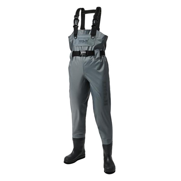 ■カラー：グレー■サイズ:20/21/22/23■自重：1.7kg■原産国：中国■材質：ナイロン70D/PVCお子様の安全性を考えて、軽くて動きやすいナイロン素材を採用したジュニアウェーダー。 胸まで覆う万能型のチェストハイウェーダー。 胸...