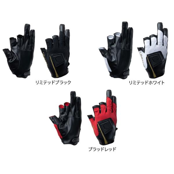 カラー:リミテッドブラック/ブラッドレッド/リミテッドホワイトサイズ:M/L/XL/2XL素材:甲：ナイロン71%, ポリウレタン29%　掌：人工皮革　部分：人工皮革/合成皮革掌の耐久性とグリップ力が向上したフラッグシップ磯グローブ手のひら...