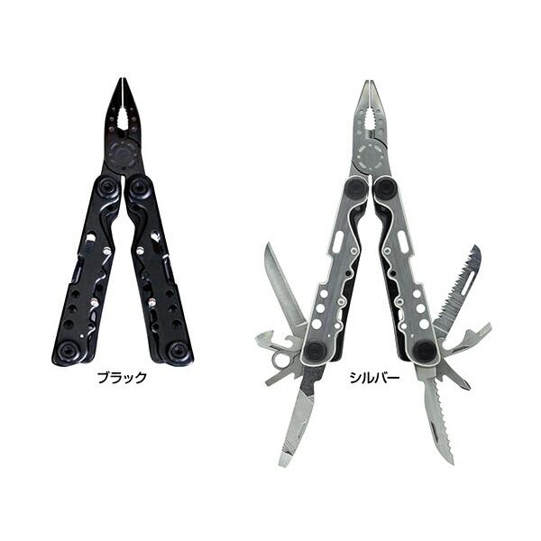 カラー：シルバー/ブラック全長(cm)：15.5材質：ステンレス超多機能13ツールのプライヤー13ツールのステンレスプライヤー。これ1本でプライヤー、ペンチ、ワイヤーカッター、ナイフ、ウロコ落とし、缶切り、プラスドライバー、マイナスドライバ...