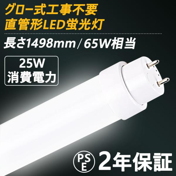 LED蛍光灯の新設やリフォームに、従来の蛍光灯をLED化へ。従来65W型より消費電力は65W→25Wへ省エネ。事業所や工場はもちろん、ショッピングモールの間接照明、ご家庭用など幅広くご利用いただいております。[ 製品仕様 ]サイズ:1498...
