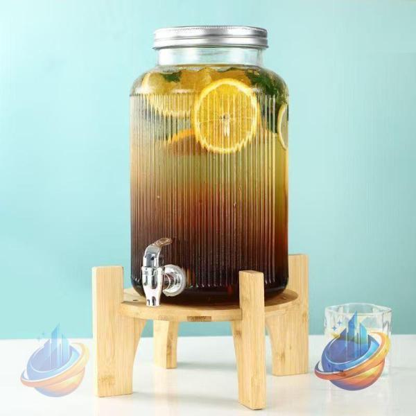 ドリンクサーバー 6L 4L 2.5L スタンド付 ガラス 蛇口付き 冷水ポット 冷水筒 梅酒 果実酒 ウォーターサーバー ガラス瓶 ガラス製