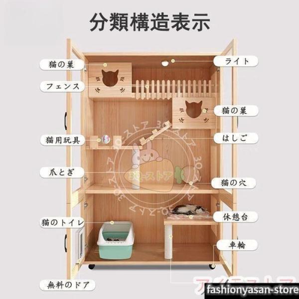 ペット 猫の別荘 全実木 アパート 別墅 通気 無臭 耐磨耗 ペット用品 脱走防止 出入り自由 猫用 室内 安全無害 多くの選択可能