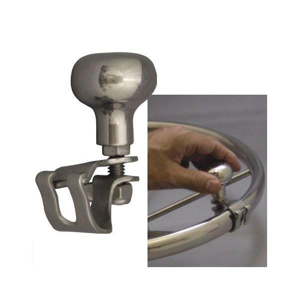 ■ステアリングホイール（ハンドル）に装着して、片手でハンドル操作を素早く行う事が出来ます。■小型のノブを採用していますので、通常の握り方をする時に邪魔になりません。■直径19〜25mmのグリップ部に装着可能です。■ステンレス（SUS304）製。