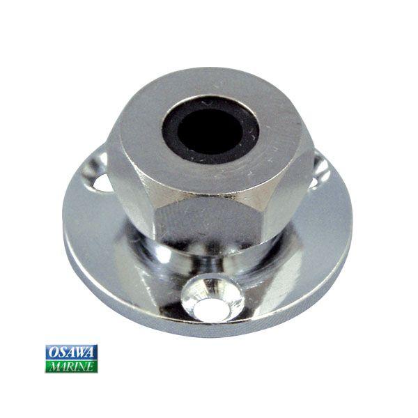 ●配線などの取り出し口に使用します。ビニールコードを含め、直径10mmまでの配線に。真鍮＋メッキ製。取り付けフランジ面直径35mm。