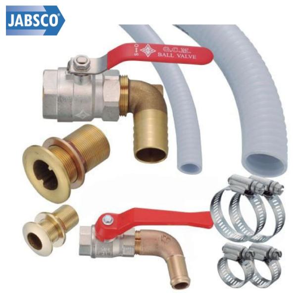 ●ジャブスコ (JABSCO) 電動マリントイレ専用の、配管セットです。【セット内容】・ボールバルブ＆スルハルセット：16mm(5/8”)【品番：27706】／ 25mm(1”)【品番：28517】ｘ各１個・サニタリーホース：16mm(5/...
