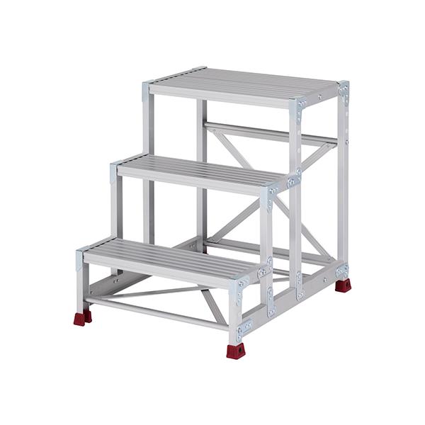 部材発送にて組み立て品になります特徴アルミ作業台　YPSシリーズ。3段タイプ。作業スペースに合わせて選べる多彩なサイズバリエーション。どんな作業現場にも馴染むシンプルなデザイン。コーナーカバーがあり、剛性アップ。スベリ止めキャップはエラスト...