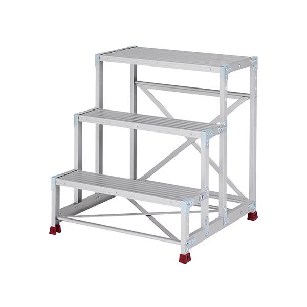 部材発送にて組み立て品になります特徴アルミ作業台　YPSシリーズ。3段タイプ。作業スペースに合わせて選べる多彩なサイズバリエーション。どんな作業現場にも馴染むシンプルなデザイン。コーナーカバーがあり、剛性アップ。スベリ止めキャップはエラスト...