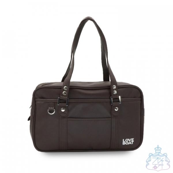 商品説明:大人っぽい合皮素材にLOVEBOATのロゴが目を引くスクールバッグです。■本体開閉部分：ダブルファスナー■ポケット内側：スナップ付きポケット×１、メッシュオープンポケット×３、メッシュボトルホルダー×１外側：オープンポケット×１、...