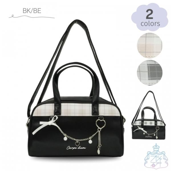 商品説明:リボンやパールが付いたチェーンがポイントのボストンバッグです。気分に合わせて、ショルダー・ハンドとして使えます♪■本体部分開閉：ファスナー■ショルダーベルト：長さ調節可能＝＝＝＝ショルダーバッグ　小学生　女子　かわいい　ハンドバッ...