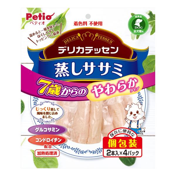 袋のままお湯につけて人肌程度に温めるとより美味しくなります。シニア犬や小型犬にもピッタリなやわらか仕上げ！普段の食事へトッピングするだけで、手軽に美味しい食事の出来上がり♪関節の健康維持にグルコサミン・コンドロイチン配合。