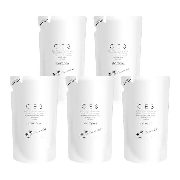 CE3 シャンプー植物混合エキスを配合し、両性界面活性剤を中心にした洗浄基剤が髪・頭皮を保護し、サロン技術者の手肌にやさしいノンシリコンシャンプー。