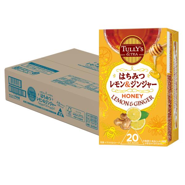 ※画像1枚目の梱包状態で配送会社送り状をケースへ直接貼付します。TULLY’S ＆TEA はちみつレモン＆ジンジャーレモンの爽やかな香りと程よくジンジャーを加えた甘いはちみつ紅茶はちみつの香りと甘みに、レモンの爽やかな香りとピリッと感じるジ...