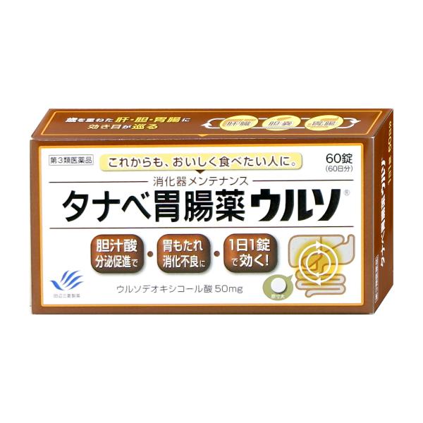 タナベ胃腸薬ウルソは、「脂肪による胃もたれ、消化不良」に効くウルソデオキシコール酸（UDCA）が、肝臓に直接作用し、胆汁酸の分泌を促進することで、膵液の分泌を促進、胃排出を促進、膵リパーゼを活性化させ、脂肪による胃もたれ、消化不良を改善しま...